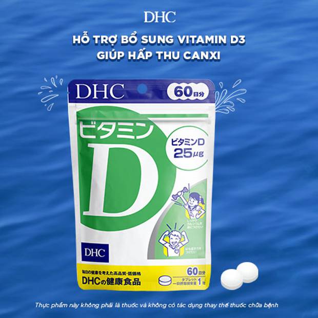 Viên uống DHC Vitamin D hỗ trợ bổ sung vitamin D3 giúp hấp thu canxi